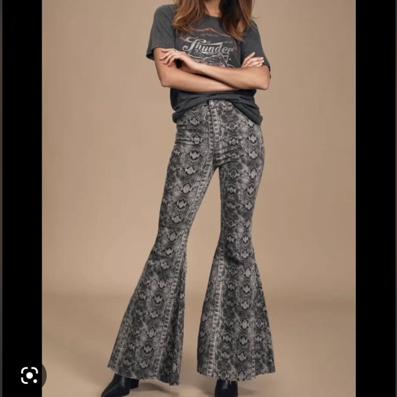 Free People | Jeans | Free People Snake Print Bells | Poshmark